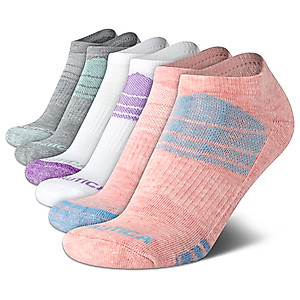 Nautica Women's Socks - Athletic Cushion Low Cut Socks (6 Pack), Size 4-10, Pink Assorted