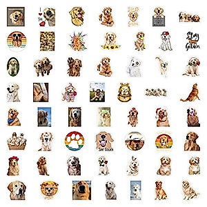 Cute Golden Retriever Dog Stickers, 55 PCS Puppy Stickers Vinyl Gifts for Laptops Water Bottles Skateboards, Kids Boys Girls Teens Party Decoration Decals (Golden Retriever)