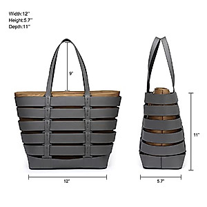 2Pcs Women Tote Handbag Oxford Cloth Purse Top Handle Work Bag Large Capacity Shoulder Bag For Work (Grey)