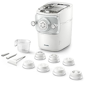 Philips 7000 Series Pasta Maker, ProExtrude Technology 150W, 8 discs, Perfect Mixing Technology, Preapre up to 8 Portions, HomeID App, White, (HR2660/03)
