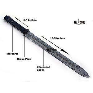 Full Tang Knives - Custom Handmade 26 Inch knife - Hand Forged Damascus steel Knife - Knife With Sheath, Ssmr-9981