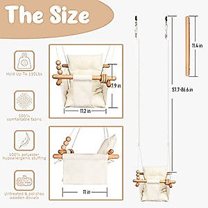 Baby Swing Outdoor Indoor Toddler Swing Seat with Safety Belt, Canvas Hanging Swings Outside Tree Swing Great Gift for Baby Boys Girls Kids Lovers