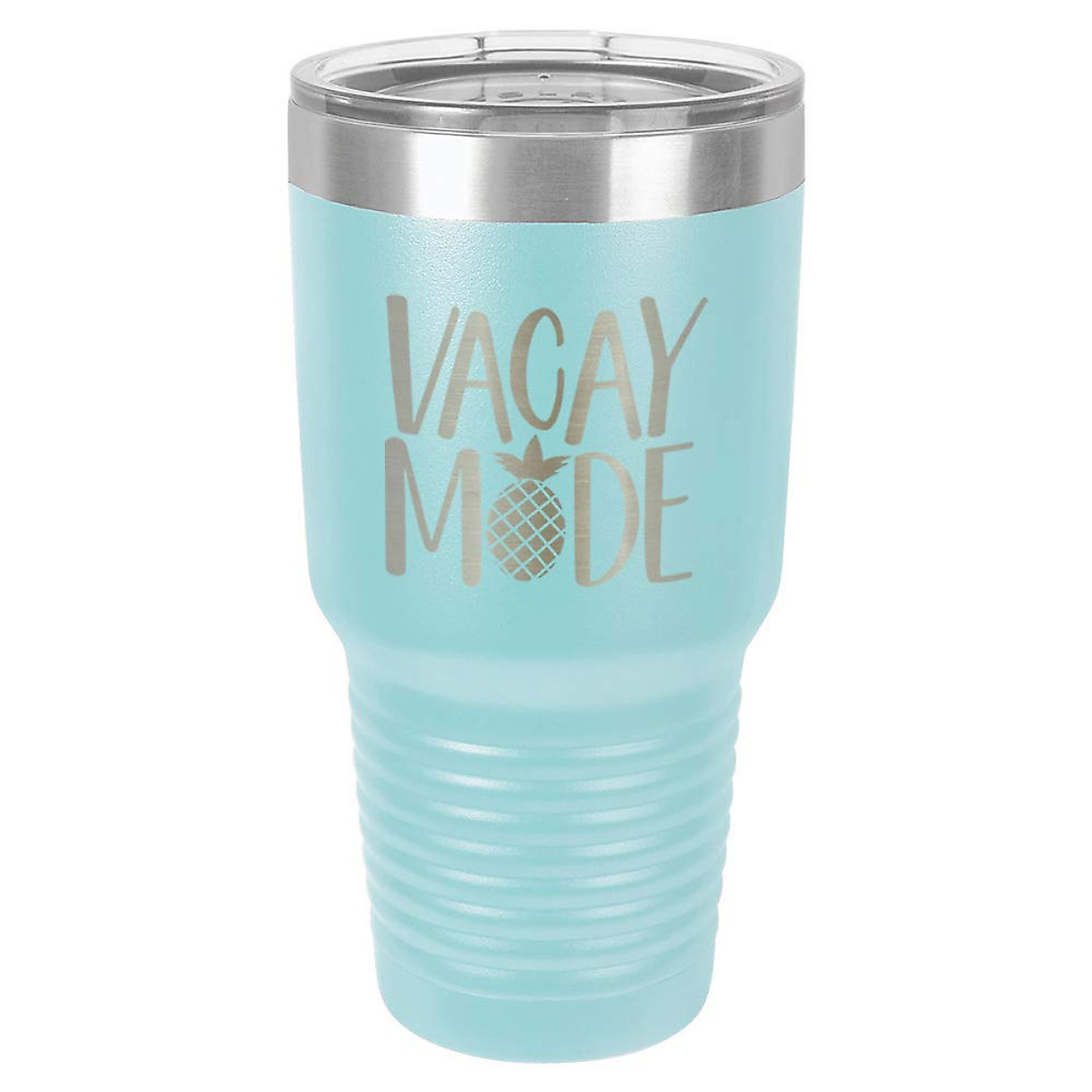 VACAY MODE Light Blue 30 oz Tumbler With Straw and Slide Top Lid | Stainless Steel Travel Mug | Compare To Yeti Rambler