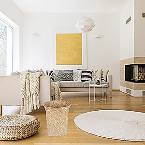 DOITOOL Wicker Rattan Waste Basket Woven Seagrass Trash Can Retro Garbage Rubbish Bin Woven Flower Pots Sundries Container Basket for Bedroom Kitchen