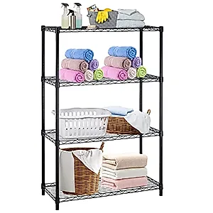 YYkokocat 4 Tier Adjustable Shelving Unit 1000Lb Capacity Metal Storage Shelves Heavy Duty Wire Shelf for Bathroom Kitchen Pantry Steel Wire Rack Shelf Organizer, 36" W x 14" D x 54" H, Black