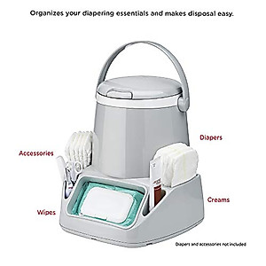 Playtex Diaper Genie Quick Caddy, Mini Portable Diaper Pail with Improved Lid Closure, Includes 270 Count Refill Cartridge(Pack of 1)