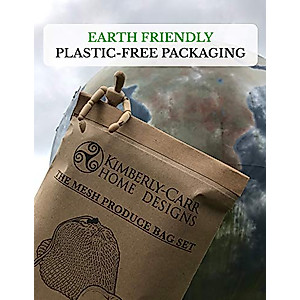ZERO WASTE ORGANIC COTTON MESH REUSABLE PRODUCE BAG SET | Premium Washable Bags for Fresh Fruits & Vegetables | Compostable, Biodegradable | Sustainable Alternative to Plastic Bags | 4 Sizes | 7 Bags