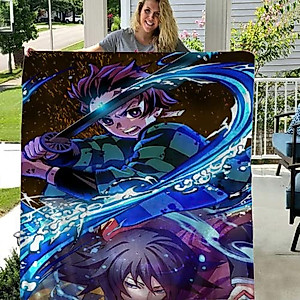 Anime Blanket Unisex Portable Ultra Soft Cartoon Blanket, Bedding, Sofa and Living Room Flannel Throw Blanket 40* 50, 50 *60 (Blue 50x60)
