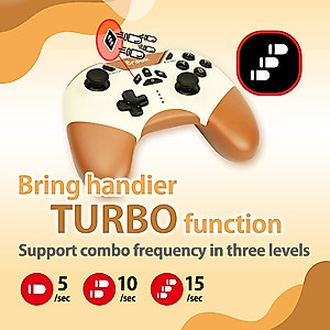 Brook Vivid Wireless Switch Controller with Thumb Grips Set, 6-Axis Gyro Bluetooth Controller For NS Switch/Lite/OLED and PC, Bluetooth Gaming Controller, For Animal Crossing (Sunshine)