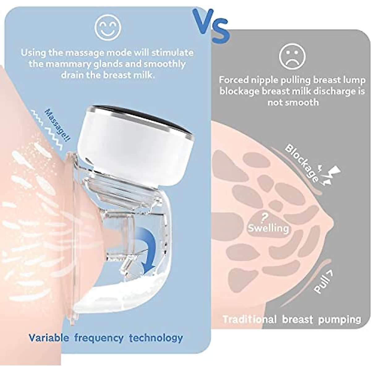 Wearable Breast Pump, Hands Free Breast Pump, Electric Breast Pump with 3 Modes & 9 Levels, Portable Breast Pump LCD Display, Wireless Breast Pump with Massage Mode, 17/ 19/ 21/ 24 mm Flanges - URMYWO