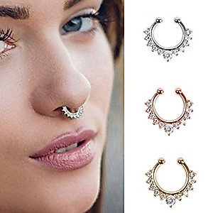 DANSOAN Fake Nose Ring for Women Teenager Stainless Steel Nose Cuffs Septum Nose Ring Piercings on Non-Pierced Nose Ring for Women Men