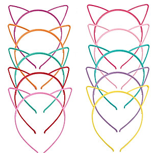 Rhoxshy Plastic Cat Ears Headband Cat Headbands for Girls Women Multicolor Head Hoops Sawtooth Kitty Ears Hairbands (Colorful)
