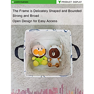 LANGYASHAN Square Storage Baskets Waterproof Canvas Children Laundry Nursery Hamper for Shelves Gift Baskets Toy Organizer Room Decor (Square spaceship)