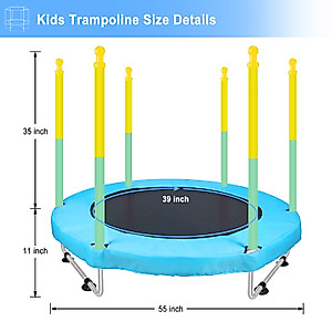 55" Small Trampoline for Kids with Net, 4.6FT Indoor Outdoor Toddler Trampoline with Safety Enclosure, Baby Round Jumping Mat, Recreational Trampolines Birthday Gifts for Children Boy Girl
