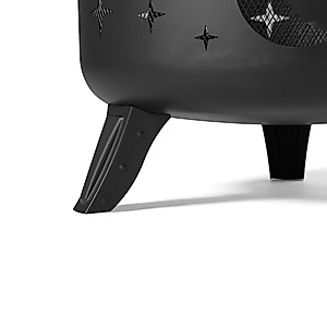 Amazon Basics Moon and Star Round Wood Burning Fire Pit - 32-Inch, Black