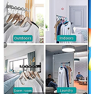 Ubrand Clothes Drying Rack Wall Mount, Folding Garment Drying Rack with Swing Arm Hook Closet Storage Organizer, Space Aluminum Mater, Used for Closet, Balcony, Bathroom (2 Racks and Rod) (Silver)