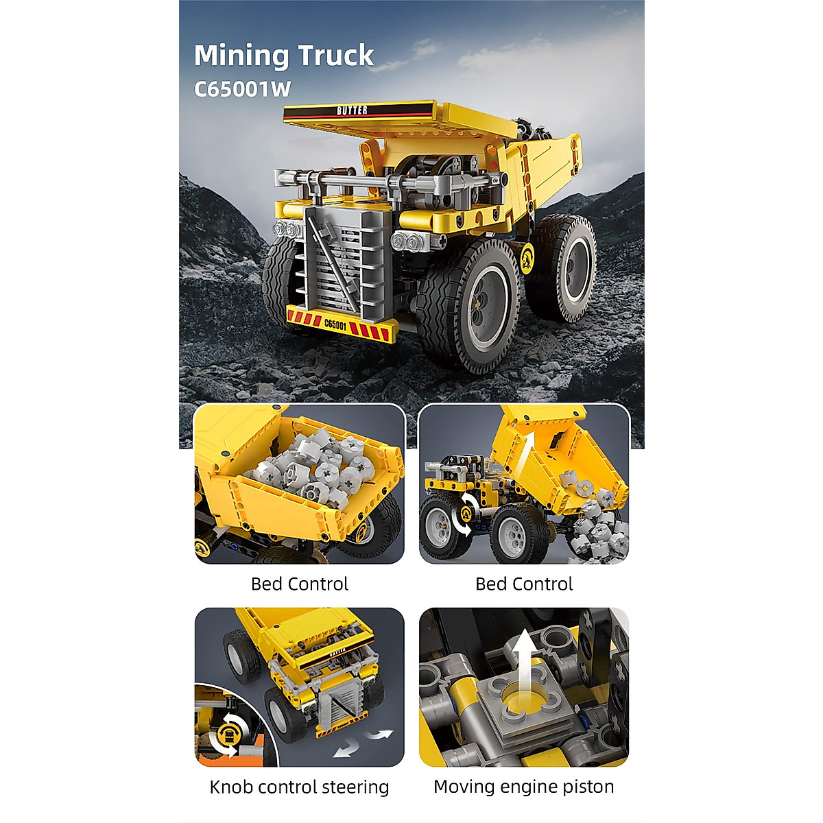 CaDA Construction Vehicle Building Toys - 372Pcs Mining Truck Building Bricks Kit for Age 8-12 Boys Kids Birthday Gifts, STEM Engineering Car Building Blocks Set Model