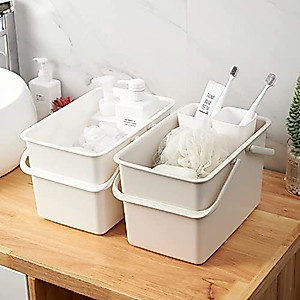 ALINK Plastic Shower Caddy Basket with Handle, Portable Storage Organizer for College Dorm, Bathroom, Kitchen - Abricot