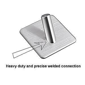 KAKOM Adhesive Bathroom Hooks, Heavy Duty 304 Stainless Steel Wall Door Hooks, Waterproof and Oilproof Kitchen Hooks (2Pack 15lb-Self-Adhesive)