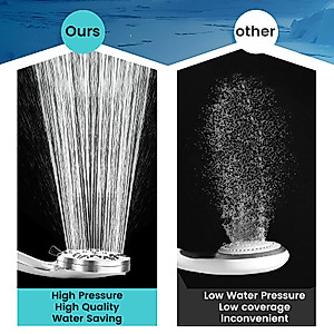 NHOWIN Anti-clogging Shower Head, 10 Functions High Pressure Shower Head with handheld Built-in Power Spray to Clean Corner, Tub & Pets, Stainless Steel Hose Adjustable Bracket