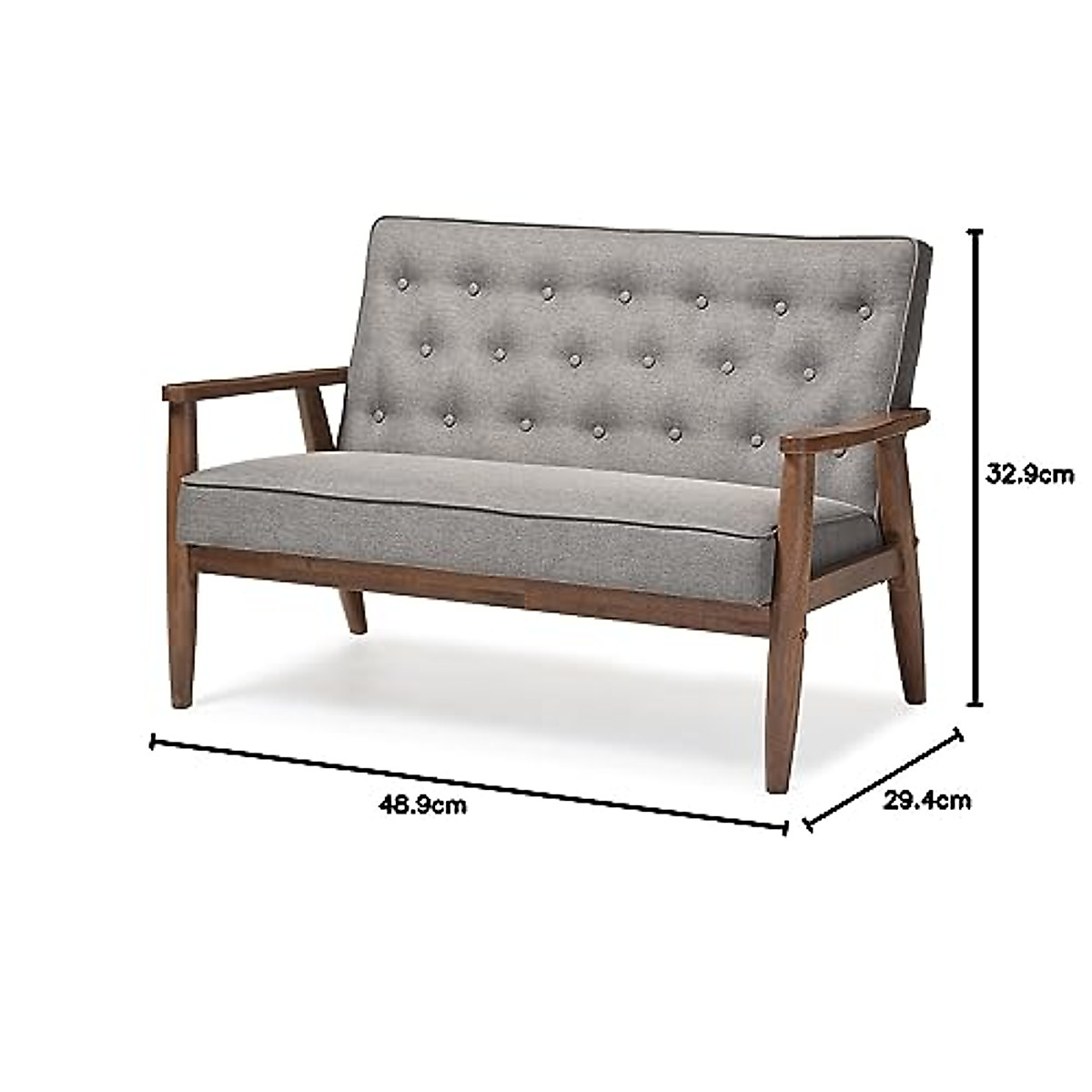 Baxton Studio BBT8013-Grey Loveseat Love Seats, Gray