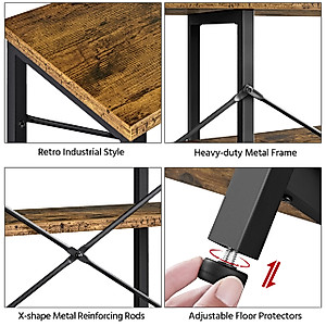 Yaheetech 55 Inch Console Table, Industrial Entryway Table with 3-Tier Storage Shelves, Sofa Table Narrow Long for Living Room, Entryway, Hallway, Foyer, Metal Frame, Rustic Brown