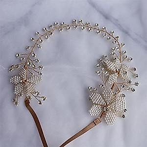 Gold Color Bridal Headband Hair Leaf Floral Wedding Handmade Fashion Women Headpiece (Metal Color : O4223) (Size : O045)