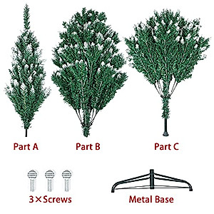 Artificial Christmas Tree Xmas Pine Tree, Automatic Open, Hinged Flocked with Metal Stand for Holiday Home Party Decoration(7.5FT, AUTO-Green)