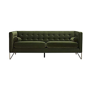 Amazon Brand – Rivet Brooke Contemporary Mid-Century Modern Tufted Velvet Sofa Couch, 82"W, Emerald