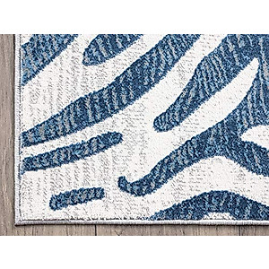 Abani Nova Collection Modern Blue & Grey Zebra Print 7'9" Xx 10'2" Area Rug Rugs Contemporary Style Animal Pattern Rug
