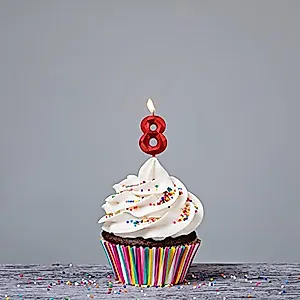 BLUE TOP 2 Inch Birthday Cake Candles Number Candles 3D Design Birthday Candles for Cake,Cake Topper Decoration for Kids,Adults,Party,Anniversary,Milestone Age.(DIY Red Number 3)