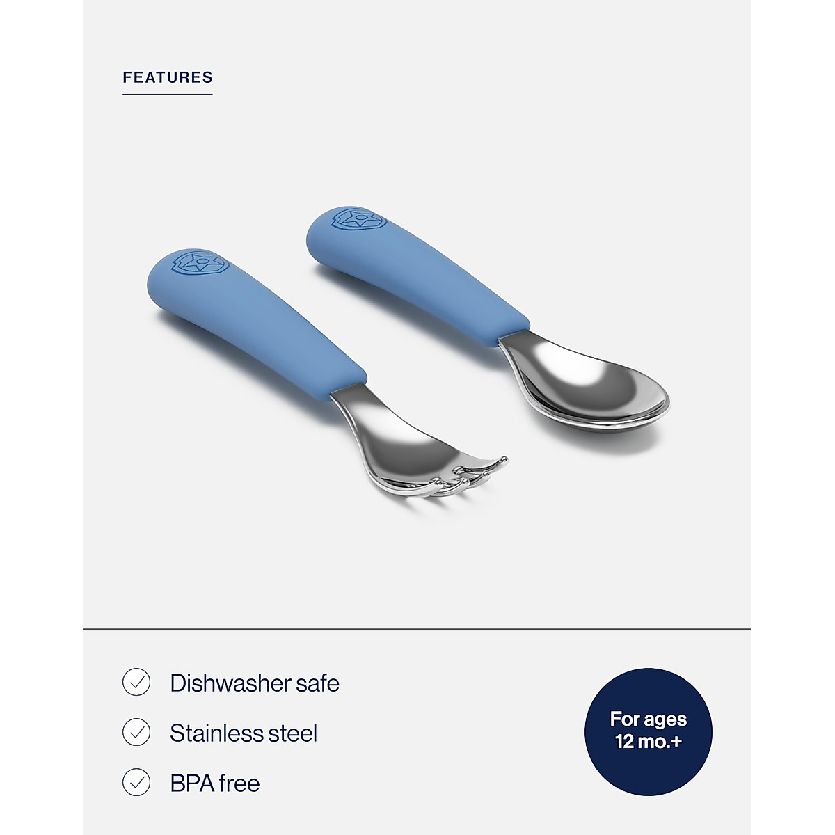 Lalo PAW Patrol Utensils - Toddler Fork and Spoon Set - Stainless Steel and Silicone Ergonomic Toddler Utensils - Children Safe Flatware Set - 2 Pieces - Chase