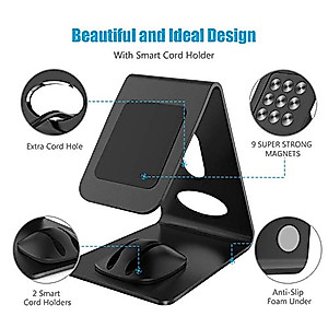 WixGear Cell Magnetic Phone Stand, Premium Phone Holder for iPhones, Android Smartphones & Mini Tablets –Sturdy Metal Phone Stand for Desk with Smart Cord Holder, Magnetic Cell Phone Mount