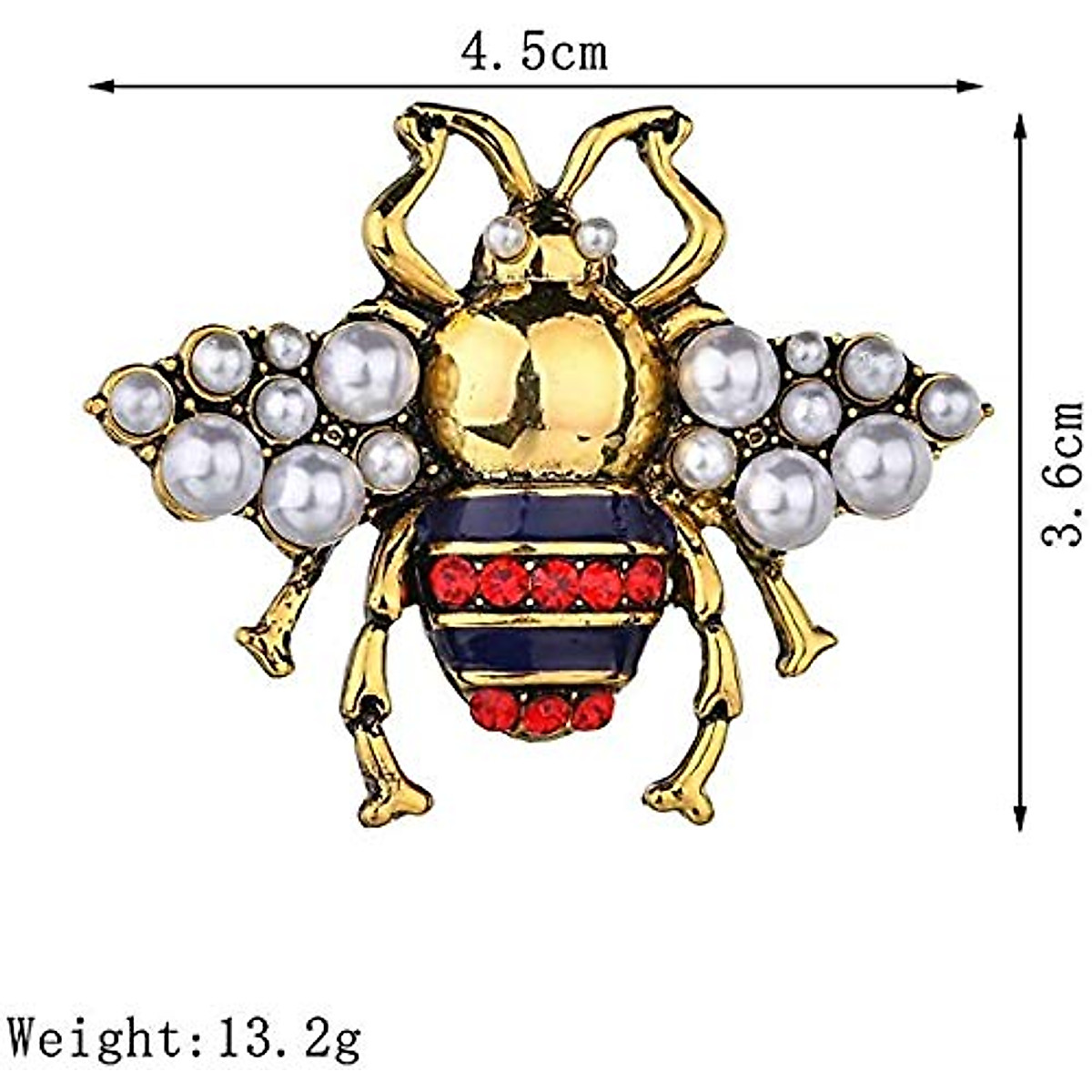 2 Pack Rhinestone Pearl Bee Brooch Pins Honey Bee Pendant/Brooch Fashion Crystal Insect Pins