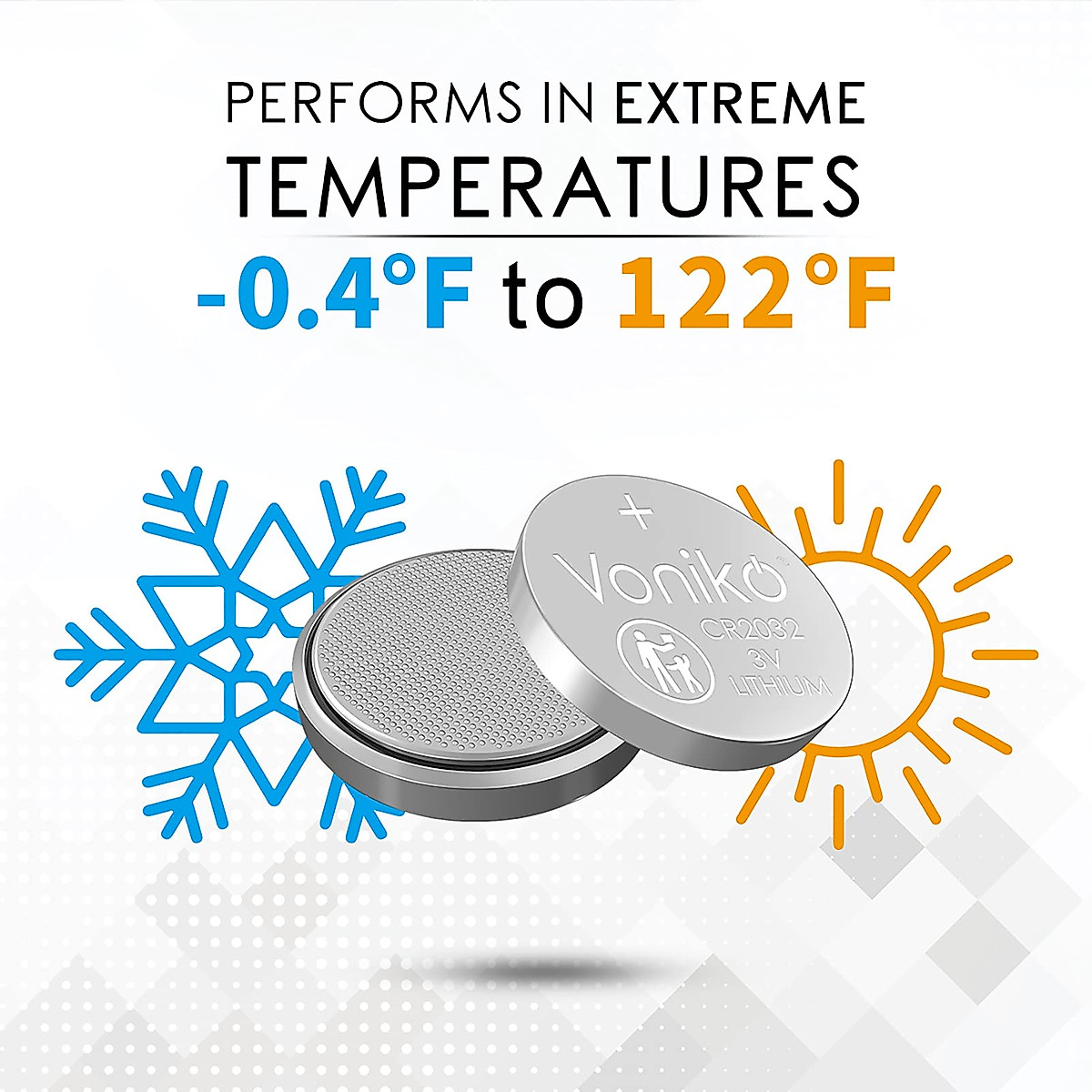 Voniko 3 Volt CR2032 Battery 6 Pack – Lithium Batteries – 2032 Button Battery Flat – 7 Years Shelf Life