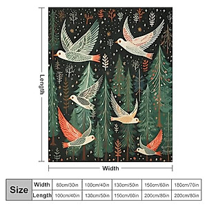 Soft Throw Blanket Birds Flying Through The Trees Warm Cozy Lightweight Blanket Winter Holiday Blanket 40"x50" for Couch Sofa Bed for Girls Birthday Valentines Gifts Warm Soft Autumn and Winter