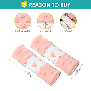 4 Packs Baby Car Seat Straps Cover Pink Shoulder Pads for Baby, Baby Car Seat Belt Pads Seat Belt Covers for All Car Seats/Pushchair/Stroller (5.9‘’X2‘’in)