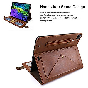 APOLL Case for iPad Pro 12.9 inch 6th/5th/4th Generation, iPad Pro 12.9 2022/2021/2020 Cover, PU Leather Auto Wake/Sleep Handle Strap Crossbody/Shoulder Strap Handbag Case for iPad Pro 12.9", Coffee