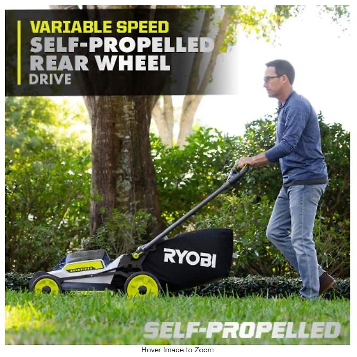 RYOBI ONE RYOBI 40V HP Brushless 20 in. Cordless Electric Battery Walk Behind Self-Propelled Mower with 6.0 Ah and Charger, Black