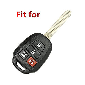 WFMJ Leather for Toyota Camry SE LE Sequoia Avalon Corolla RAV4 Venza Remote 4 Buttons Key Case Holder Cover Fob Chain (Black)