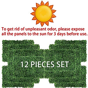 12pcs 24x16 inch Grass Wall Backdrop Greenery Garden Privacy Panels Screen for Outdoor Indoor Fence Backyard and Wall Decor, Realistic Artificial Boxwood Panels Topiary Hedge Plants (12pcs Set)