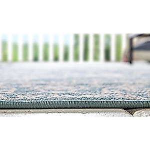 Unique Loom Botanical Collection Bohemian, Abstract, Traditional, Indoor and Outdoor Area Rug, 4' 0" x 6' 0", Light Blue/Beige