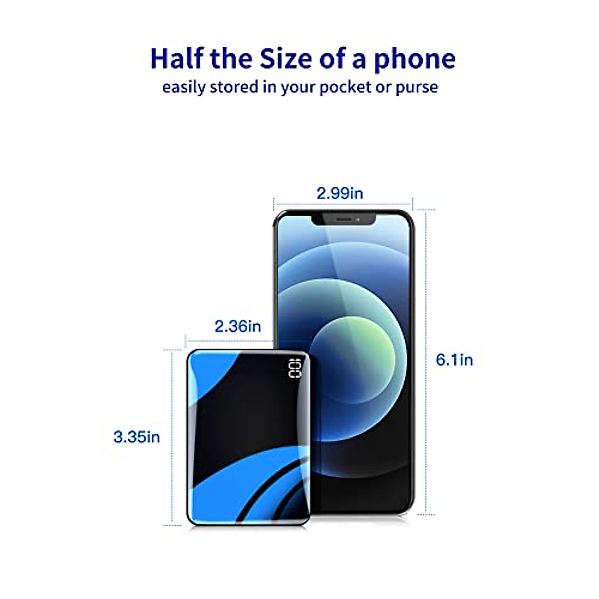 senymin Power Bank Smallest and Lightest 10000mAh External Battery Ultra-Compact High-Speed Charging Technology Portable Charger for iPhone, ipad,Samsung Galaxy S20/21 and More(Black)