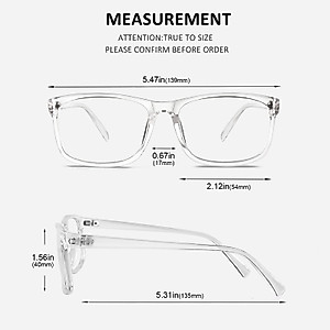 GQUEEN Fake Clear Lens Glasses Non Prescription Glasses Eyeglasses Rectangular Transparent Frame