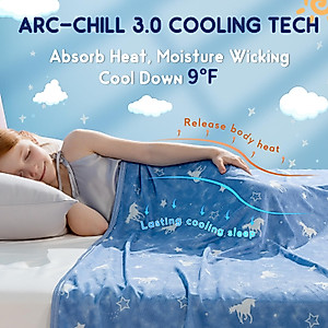 Elegear Kids Cooling Blanket for Hot Sleeper, Glow in The Dark Blanket As Gifts for Girls Boys, Q-Max>0.5 Arc-Chill 3.0 Cool Fabric Keep Body Cool, Soft Summer Cold Blanket for Sleeping 51" x 67"