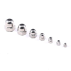 Hilitchi 140-Pcs M3 M4 M5 M6 M8 M10 M12 Acorn Dome Cap Head Hex Nuts Assortment Kit, 304Stainless Steel