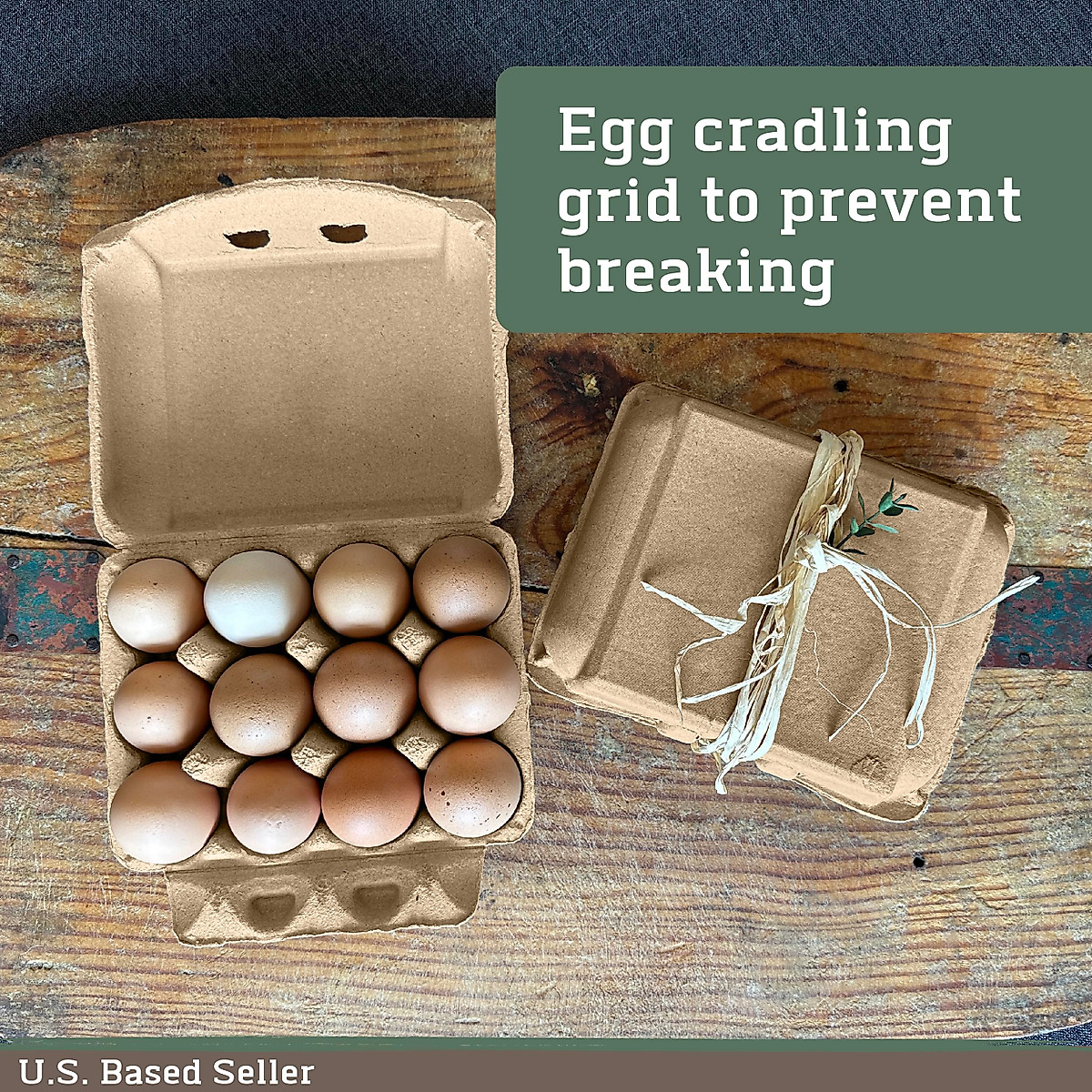 Ruralty Paper Egg Cartons for Chicken Eggs 25 Pack - Holds Dozen Jumbo Egg Cartons Bulk - Vintage 3x4 Flat Top Egg Cartons Made from Recycled Paper Pulp - Easily Personalized Blank Egg Cartons Bulk