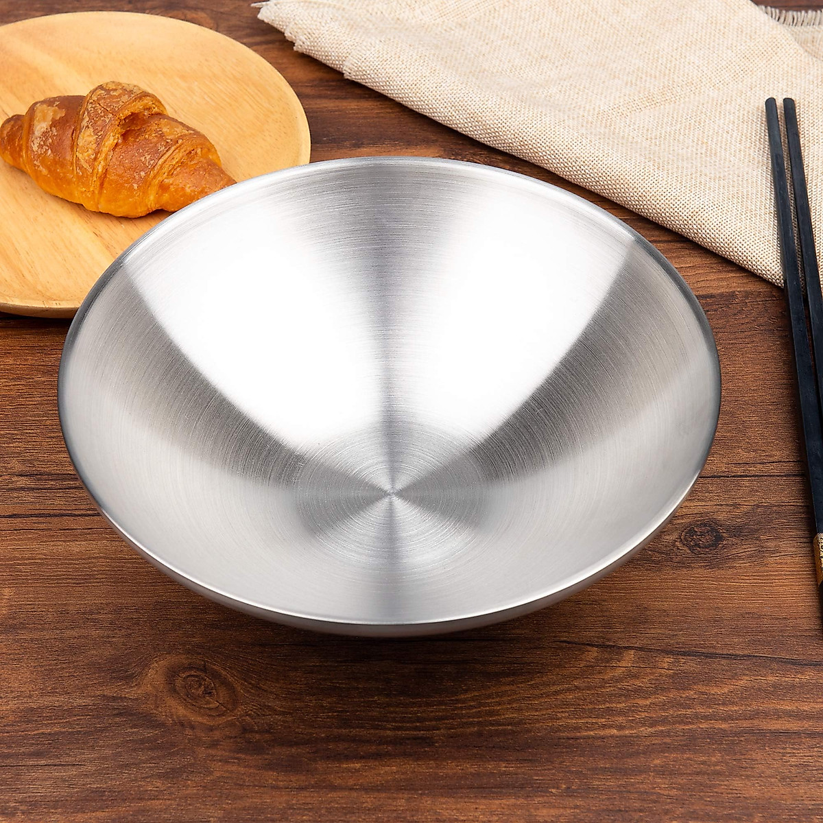 IMEEA Soup Bowls Ramen Bowls SUS304 Stainless Steel Bowl Double Walled Serving Bowl for Udon Soba Pho 9.5-Inch (2-Piece)