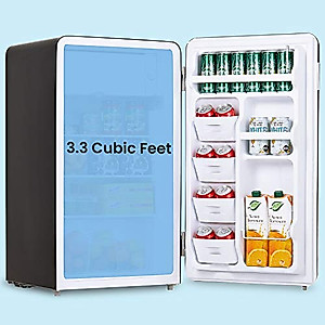 COMFEE 3.3 Cubic Feet Solo Series Retro Refrigerator Sleek Appearance HIPS Interior, Energy Saving, Adjustable Legs, Temperature Thermostat Dial, Removable Shelf, Perfect for Home/Dorm/Garage [Black]