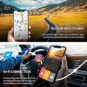 Rexing V1PGW-4K 2.4" LCD 2160p Front + 1080p Rear W/Built-in GPS, Wi-Fi 170° Wide Angle Dual Channel Dashboard Camera Recorder Car Dash Cam with Rear Cam,G-Sensor,WDR,Loop Recording,Mobile App (2022)